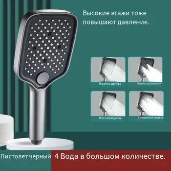 Лейка для душа квадратная большая душевая лейка глянцевая 3 режима