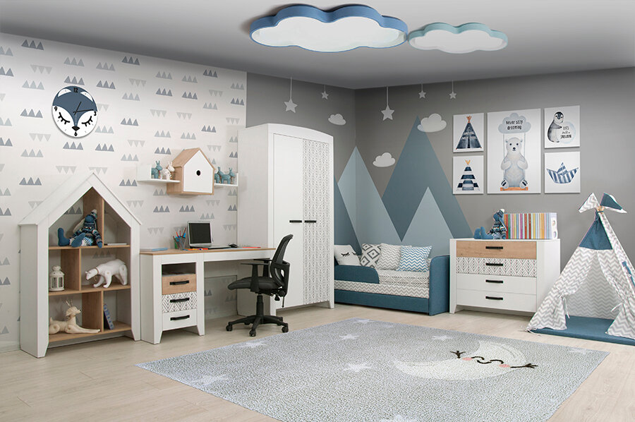 Детская комната "NORDIC" от Фабрики Мирлачева, белая, ЛДСП/МФД, стиль нордик