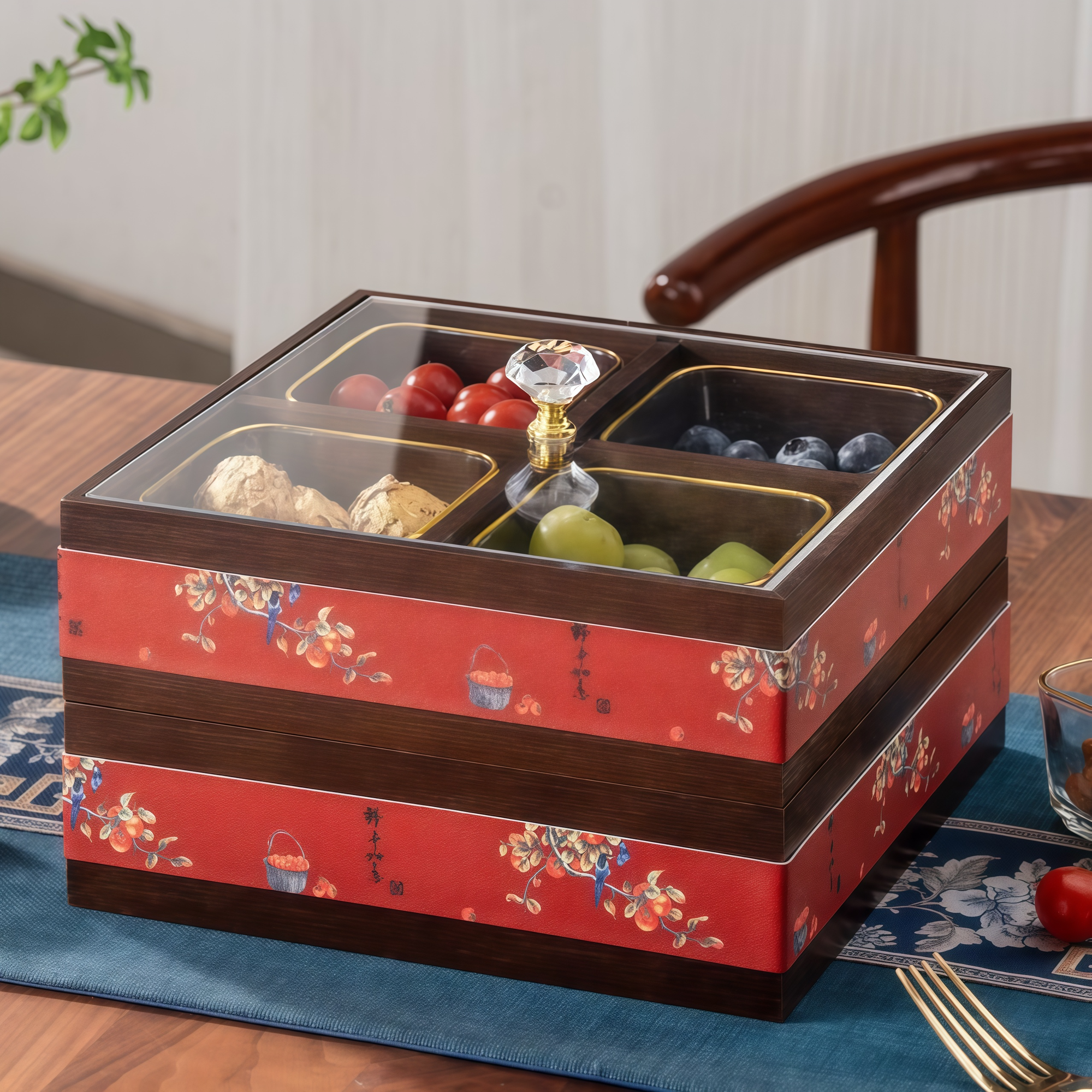 Менажница, диаметр 24*24*14см, Для хранения сухофруктов и закусок,1 шт