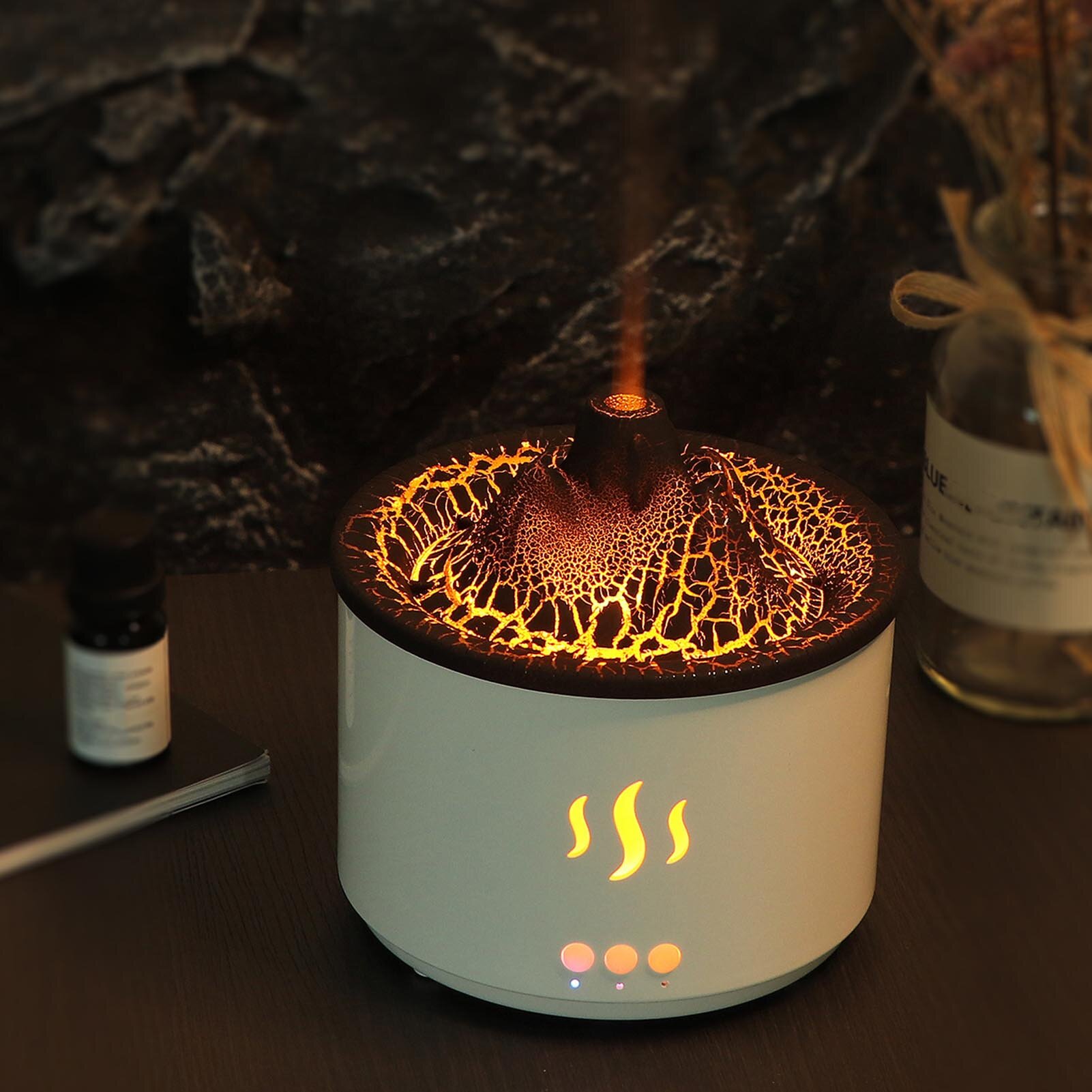 Масляные диффузоры Арома-увлажнитель воздуха Дизайн вулкана Бак емкостью 500 мл Светодиодные фонари Ультразвуковой малошумящий диффузор-увлажнитель 100 240 В, вилка стандарта США