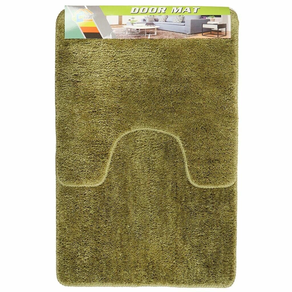 Набор ковриков для ванной и туалета КНР Полосы, антискользящий, 2 шт, 0.5х0.8, 0.5х0.5 м, полиэстер, зеленый