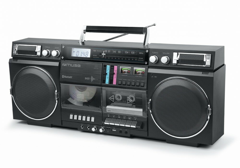 M-380GB-Black Музыкальный центVintage Ghetto Blaster Bluetooth Music Centre 5 in 1