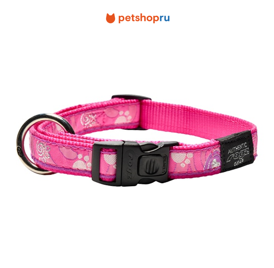 Rogz ошейник "Fancy dress", р-р XL (43-70 см), ш: 2,5 см, "Розовая лапка"