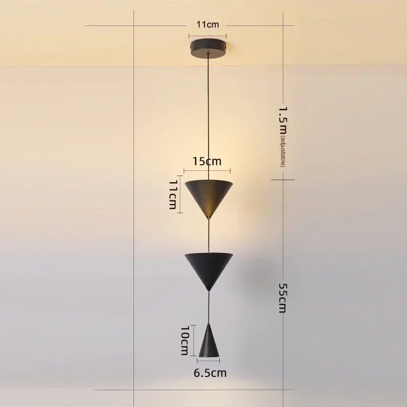 Подвесные светодиодные светильники-конусы, черные или белые