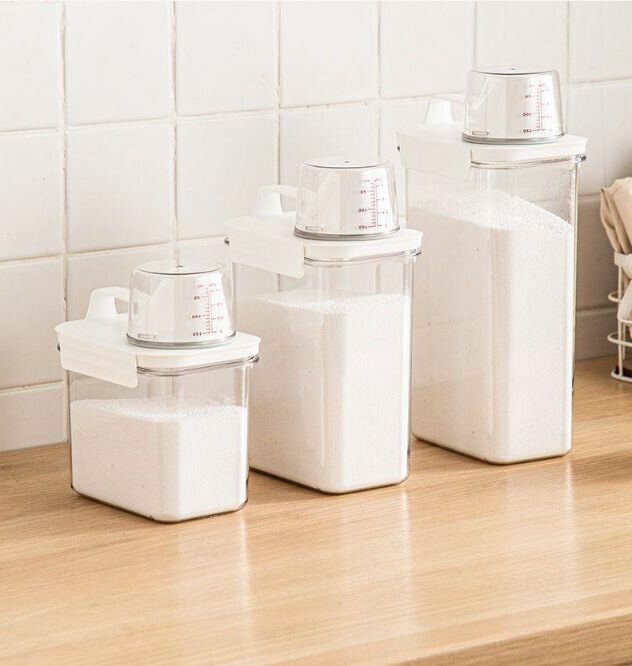 Контейнер прозрачный для порошка и моющих средств с мерной крышкой