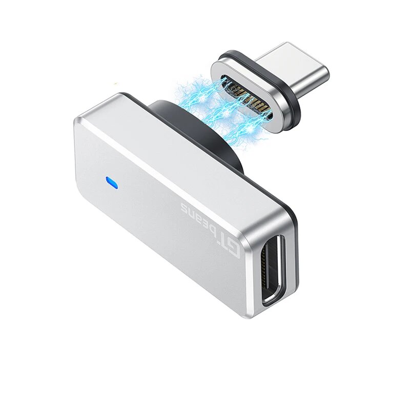 Магнитный USB C адаптер, 140 Вт, 24 контакта, Type C, быстрая зарядка, магнитный преобразователь данных, 40 фунтов/сек, данные для MacBook Pro, больше устройств типа C, Серебристый