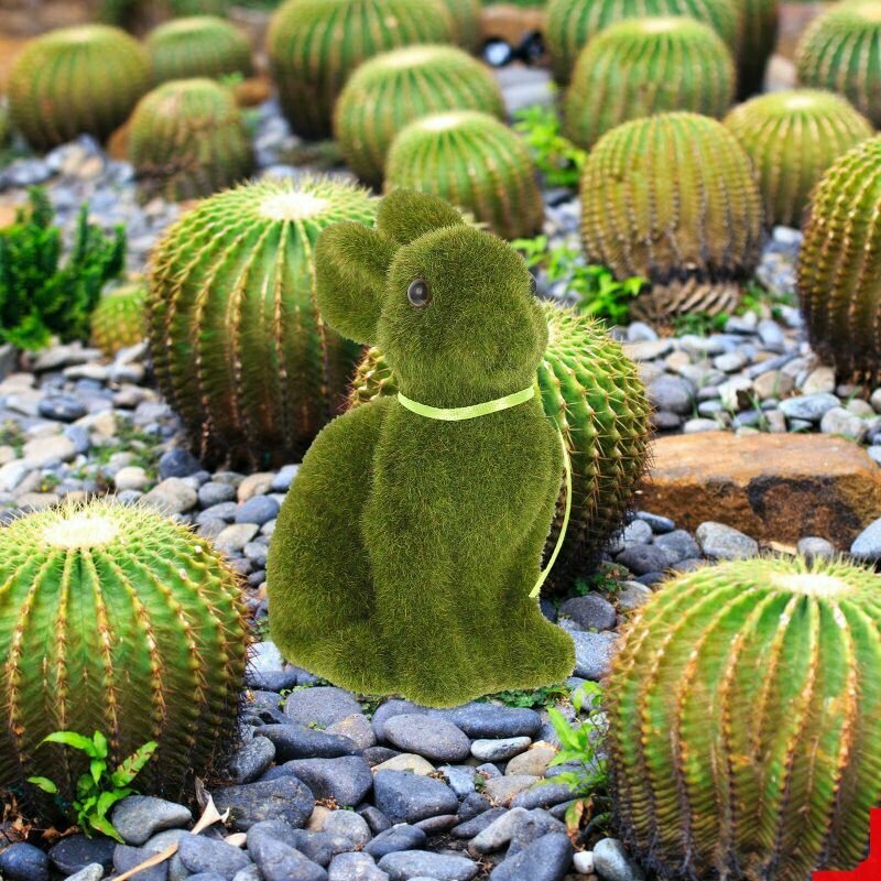 Зеленые топиарные игрушки для малышей, флокированные кролики, искусственные украшения, размеры 15X9X7 см