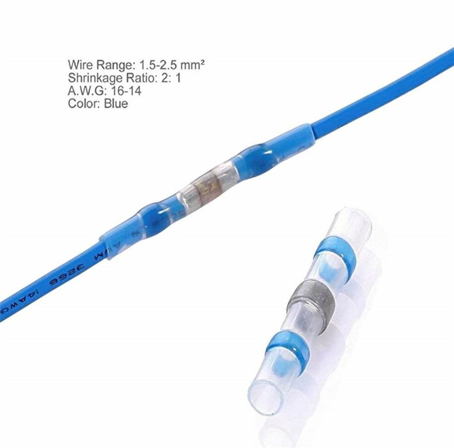 В Комплекте: 100Шт Термоусадочных Разъемов 16-14Awg 1,5-2,5 Мм2, Простое Одноэтапное Соединение Проводов, Припаянных, Изолированных И Герметичных