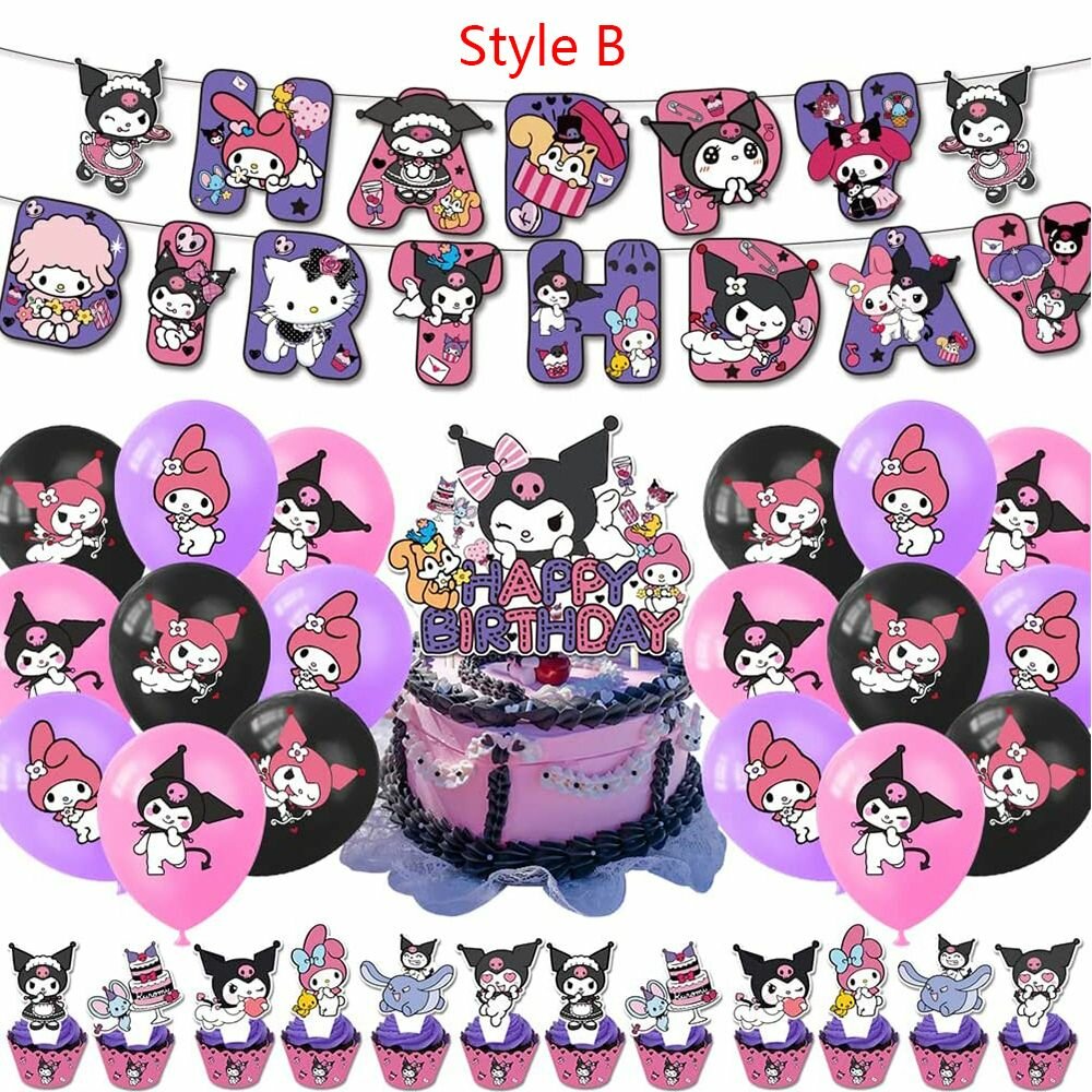 Набор украшений для дня рождения Куроми: баннер, топпер для торта, шары для детей