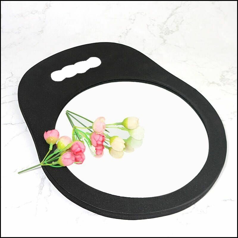 Зеркало парикмахерское, круглое, черно-серое, настольное, диаметр 23 см