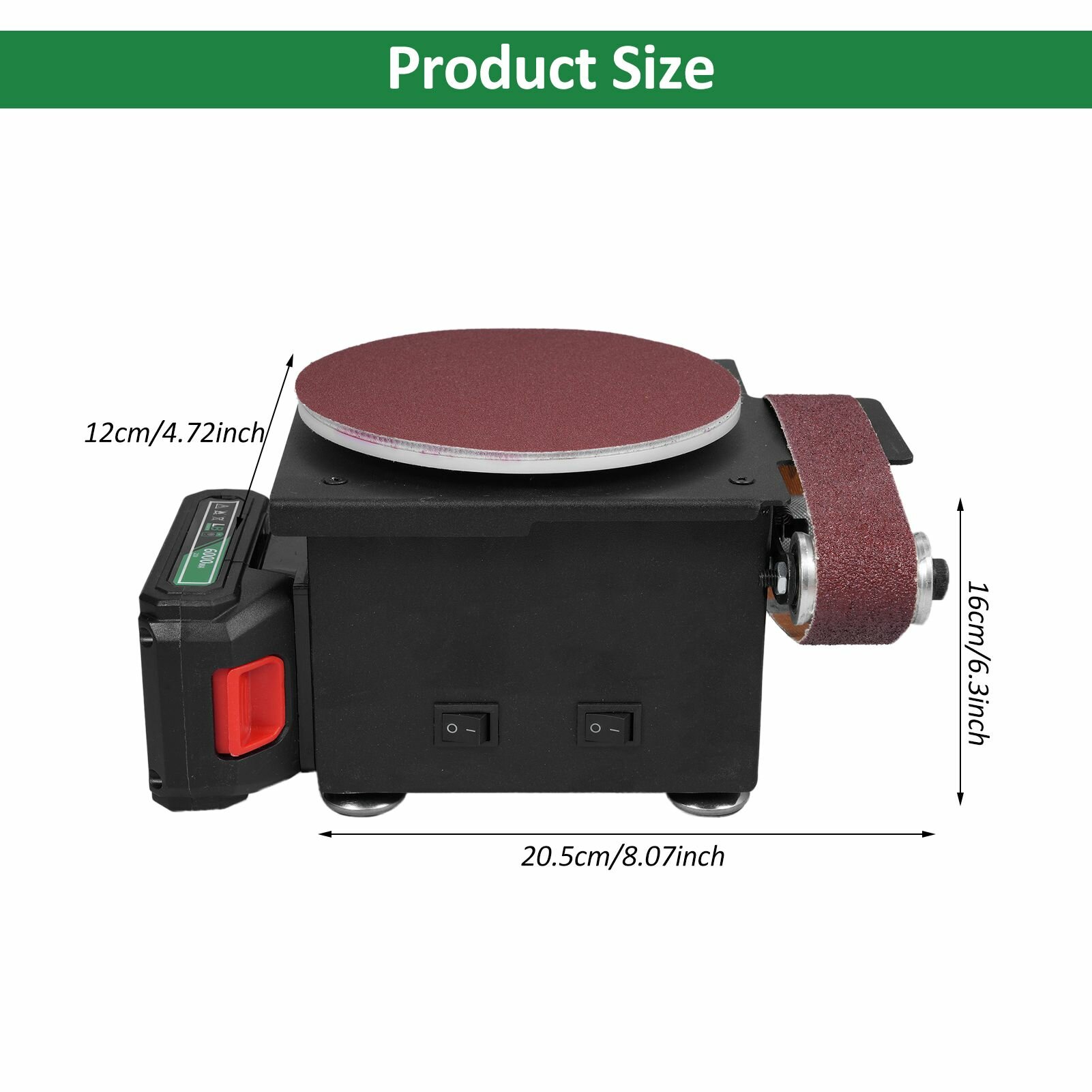 2-в-1 шлифмашина 6000W, 6", 10 лент + 10 дисков (дубль)