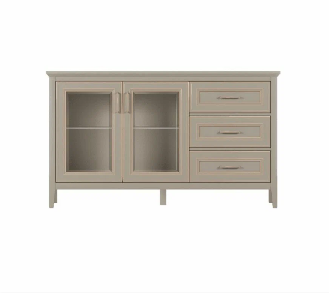 Тумба-витрина БРВ-Мебель Classic KOM2W3S, 93 x 40.5 x 158 см, цвет: глиняный серый