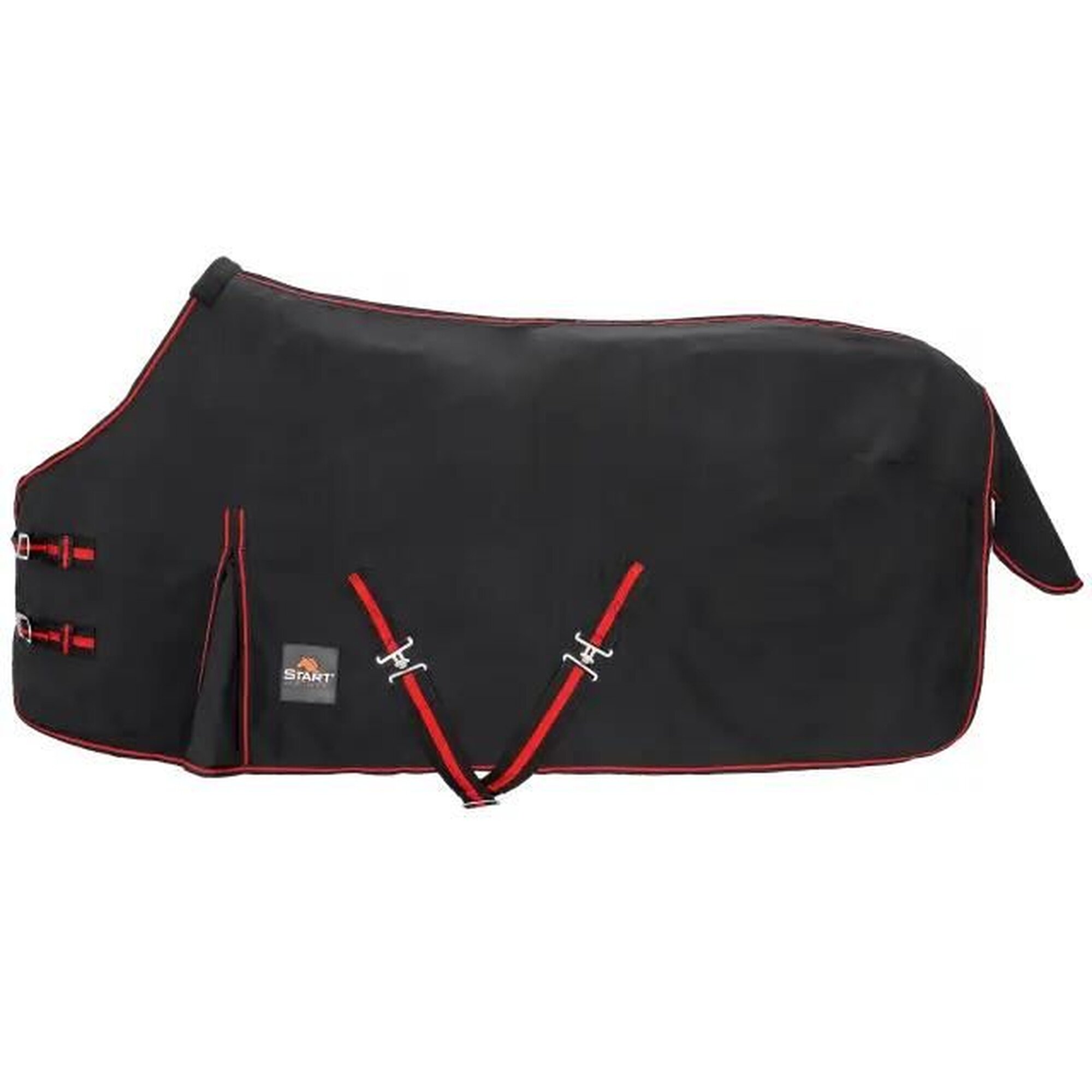 Decathlon Денниковая попона Start Cotton 38mmPP, хлопковая, мягкая, размер:135 см , черный/красный