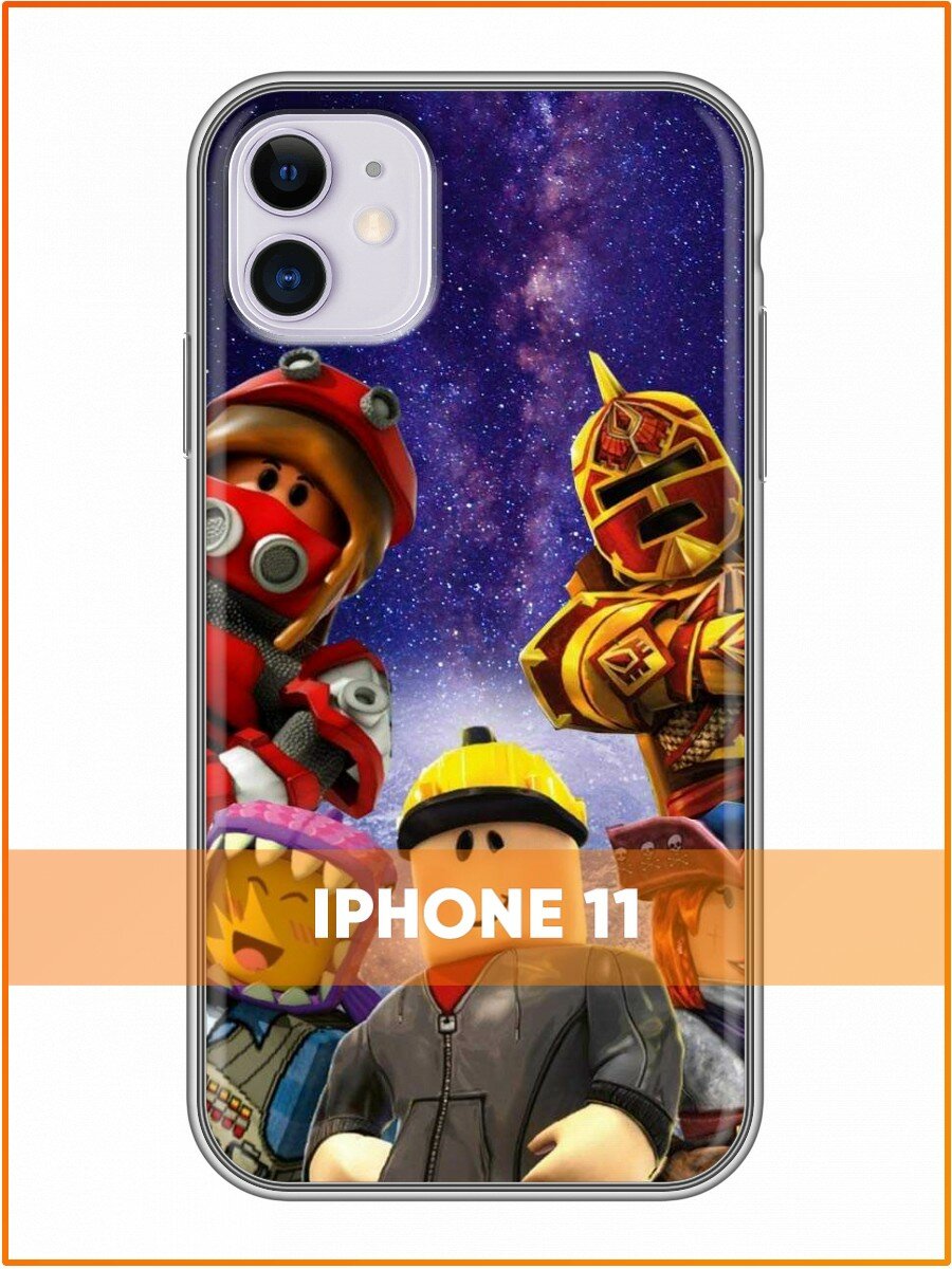 Чехол для Iphone 11 с принтом для мальчиков Роблокс фон космоса (Айфон 11)