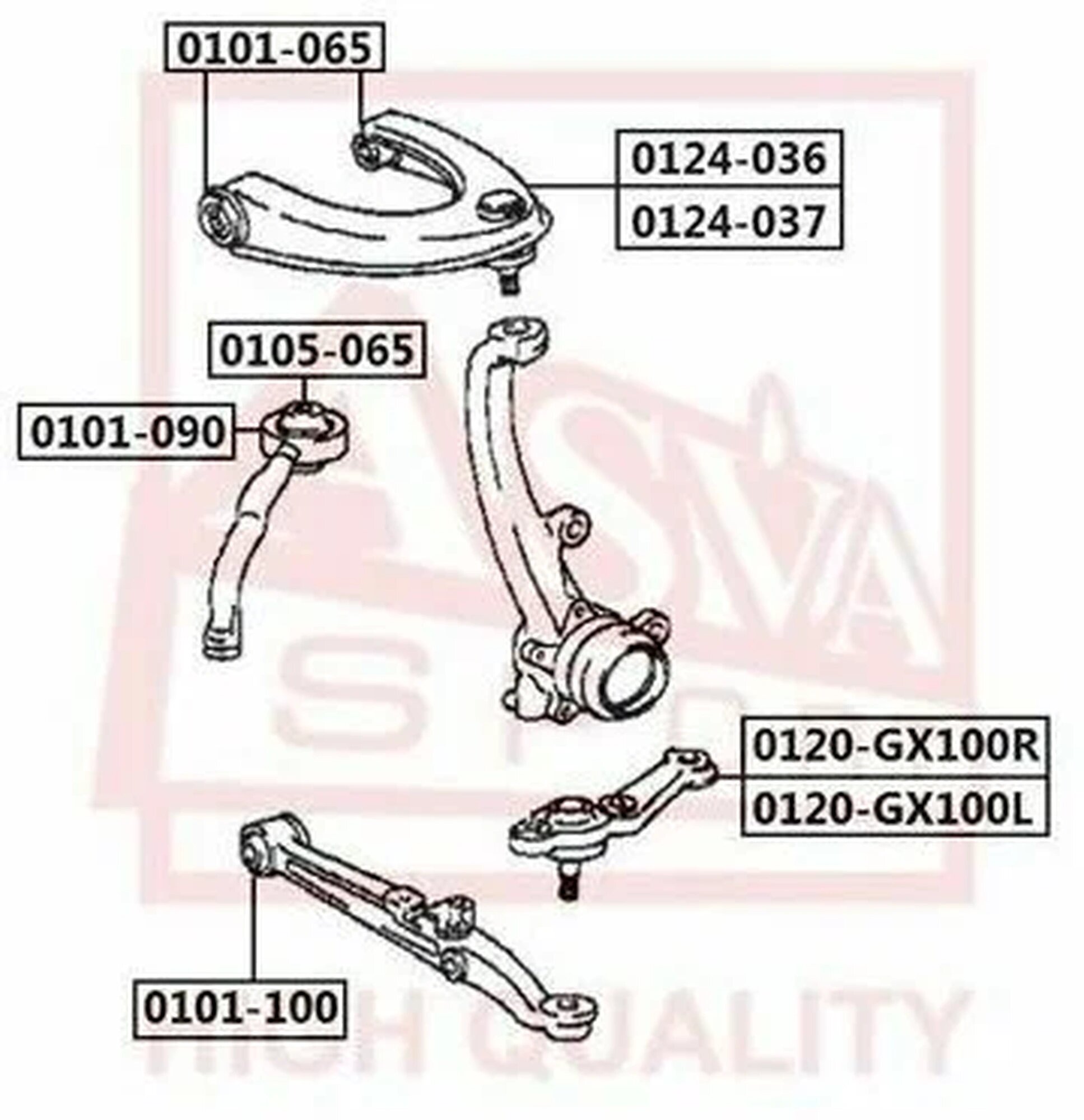 Опора шаровая ASVA 0120GX100R, нижняя, правая, для Toyota Mark II/Cresta/Chaser GX100