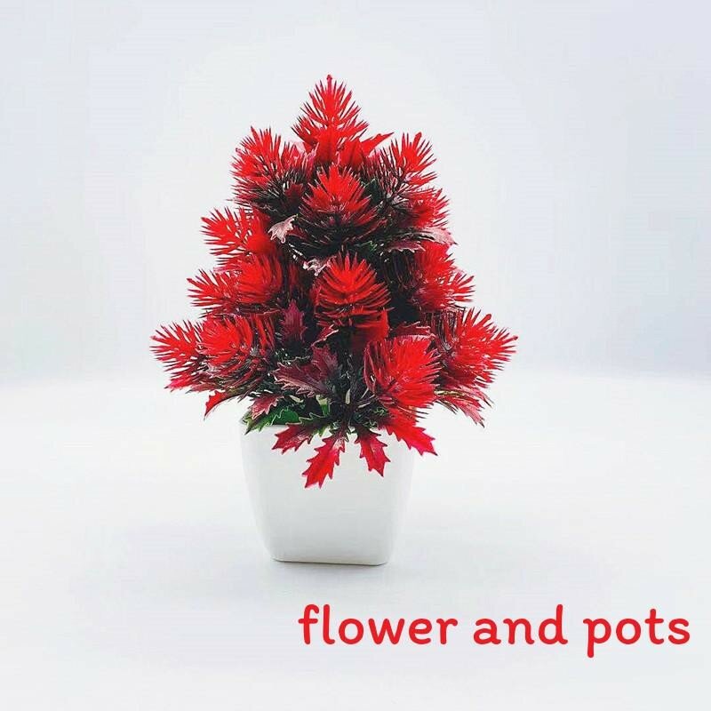 Искусственное растение с большими сосновыми иглами для декора дома и офиса красное