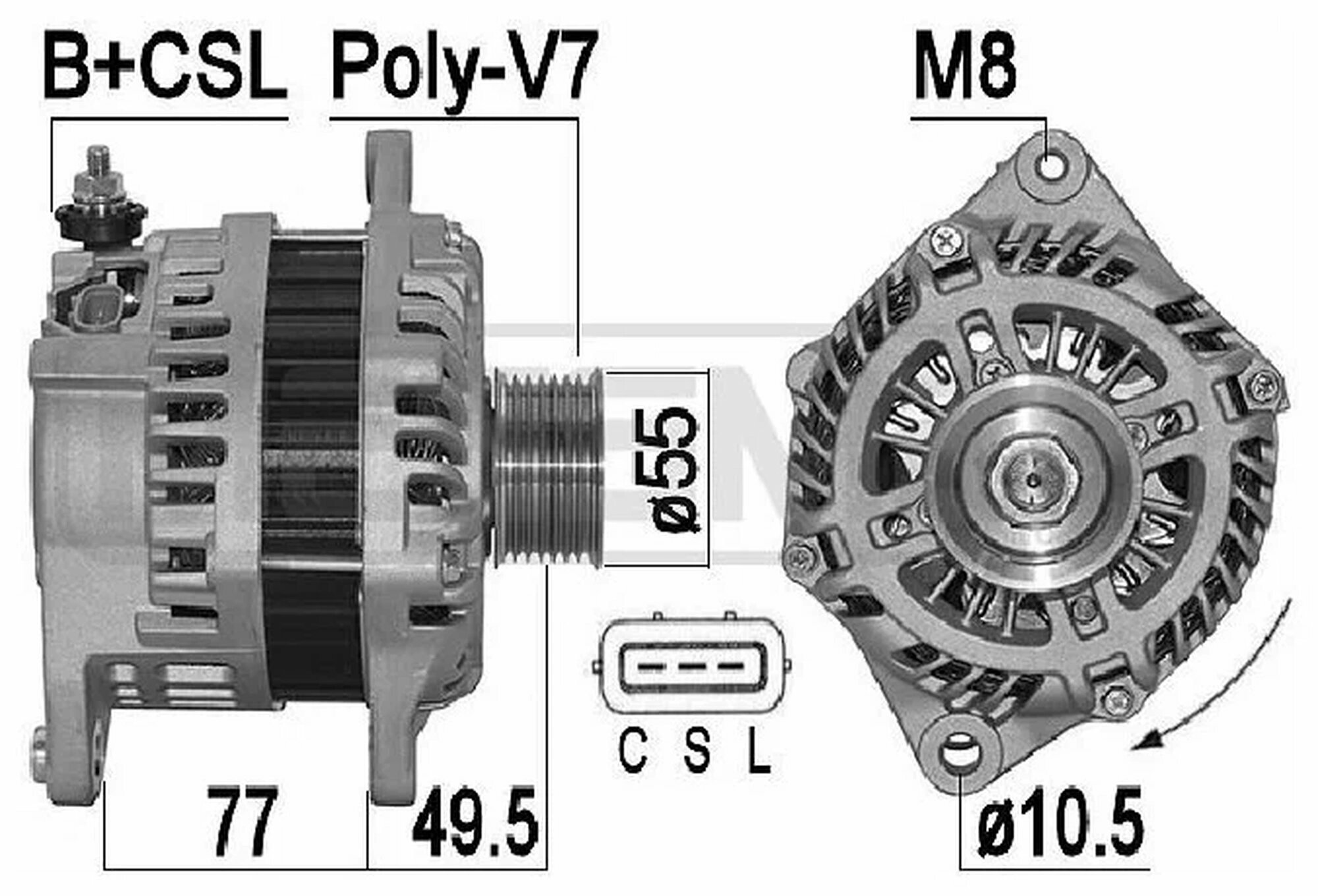 Генератор ERA 209506, для NISSAN MURANO Z51, 3.5, 130А