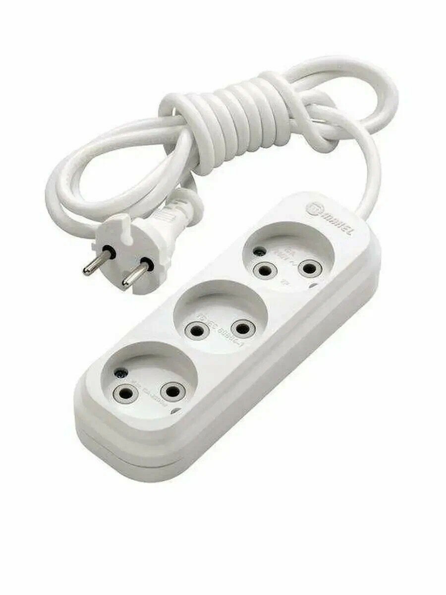 Удлинитель Makel 3гн 3м без заземления 10А IP20 белый MGP123