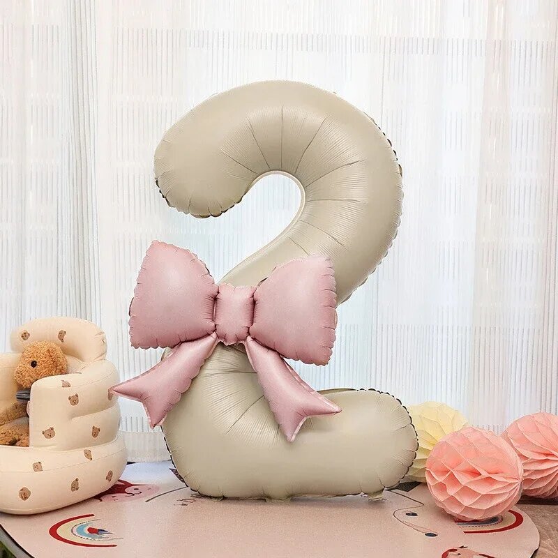 1 шт, воздушный шар из алюминиевой фольги с большим номером и цифровым бантом, декор для свадьбы, дня рождения, номера 0-9, товары для вечеринок «сделай сам»