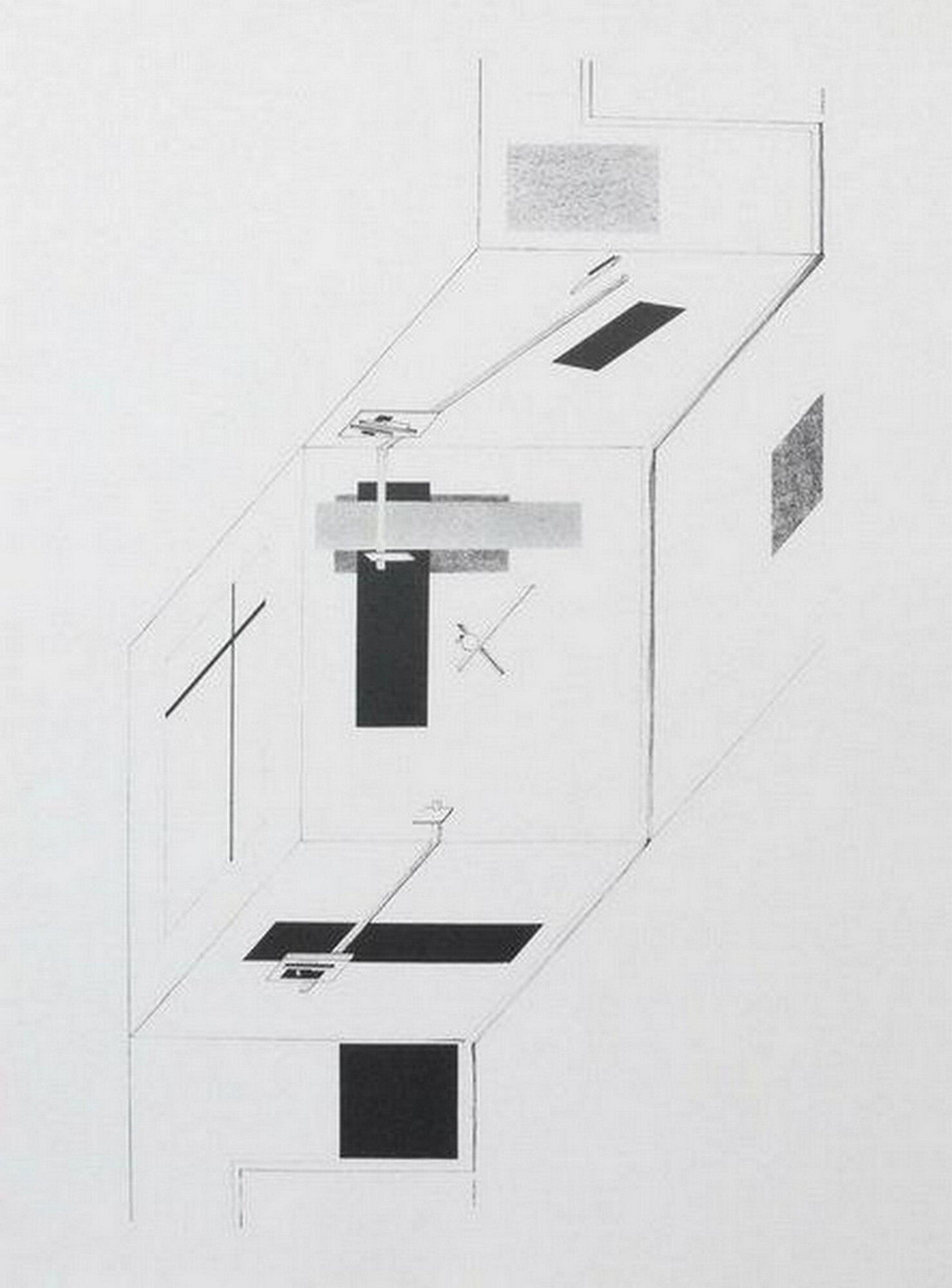 Плакат, постер конструкция, только черные, белые и серые оттенки на бумаге, размер 30х42см