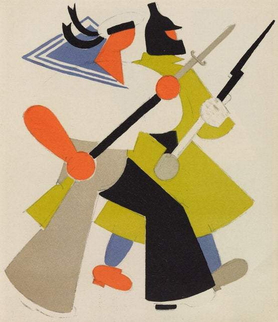 Плакат, постер марширующие бойцы символизирует революционный дух на бумаге, размер 21х30см