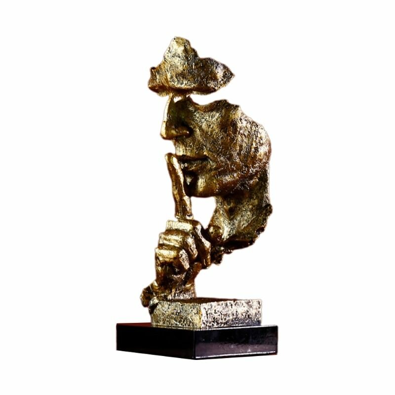 Тишина - это золотая скульптура, ретро-украшение из смолы, золото, основа из смолы