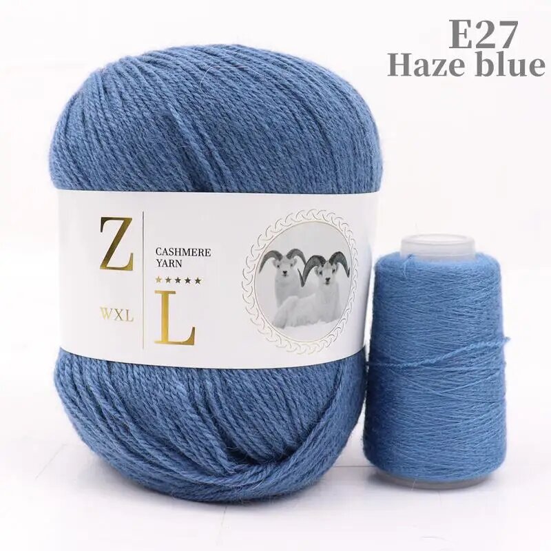 Кашемировая пряжа ZLWXL для вязания шапки и шарфа Синий, E27
