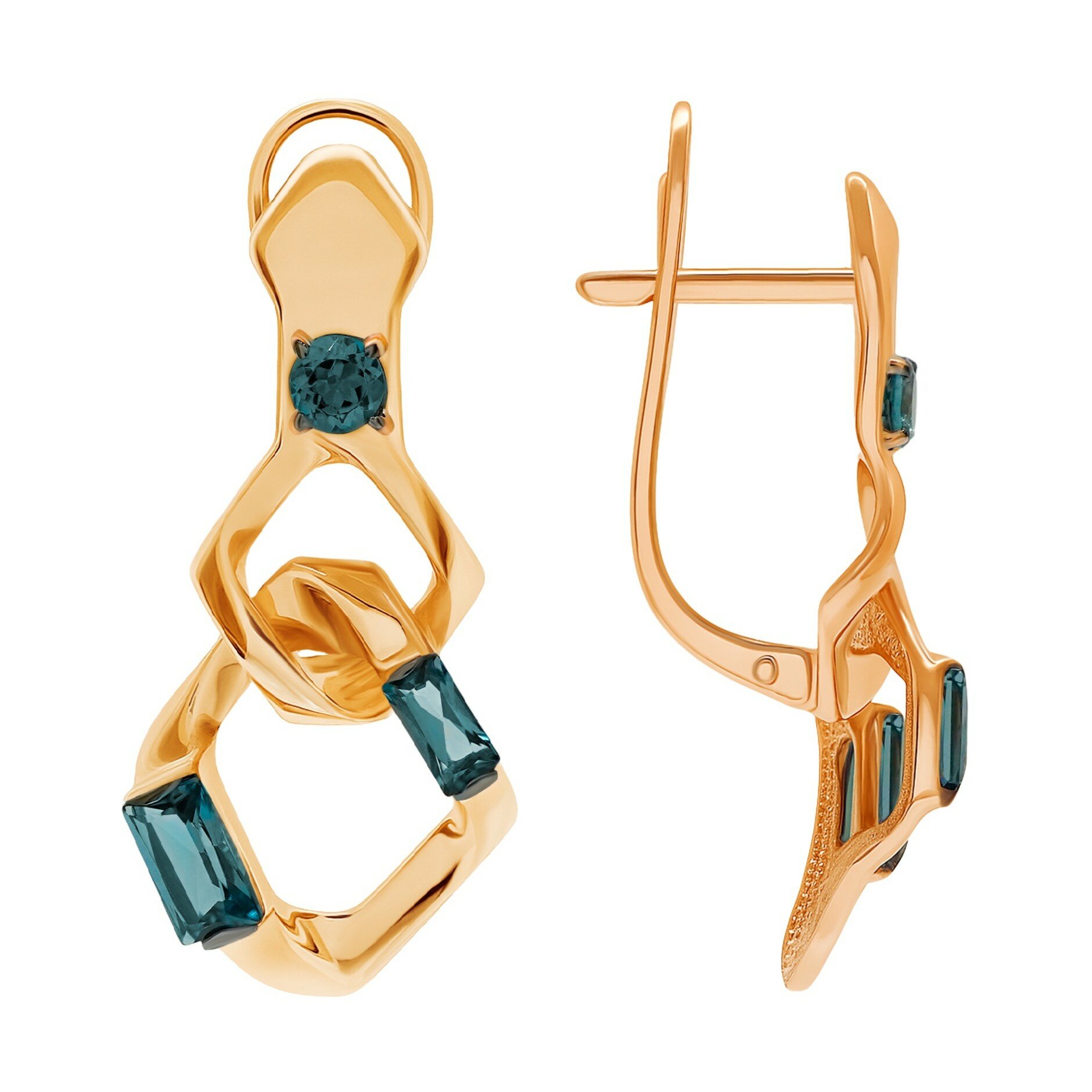 Серьги, красное золото, 585 проба, Лондон топаз