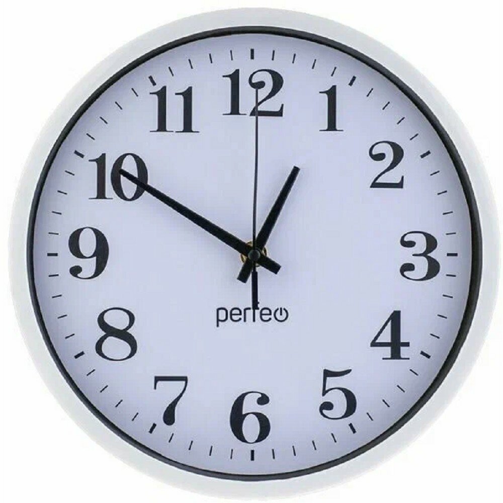 Perfeo Колонки Настенные часы "PF-WC-002", круглые д. 25 см, белый корпус белый циферблат