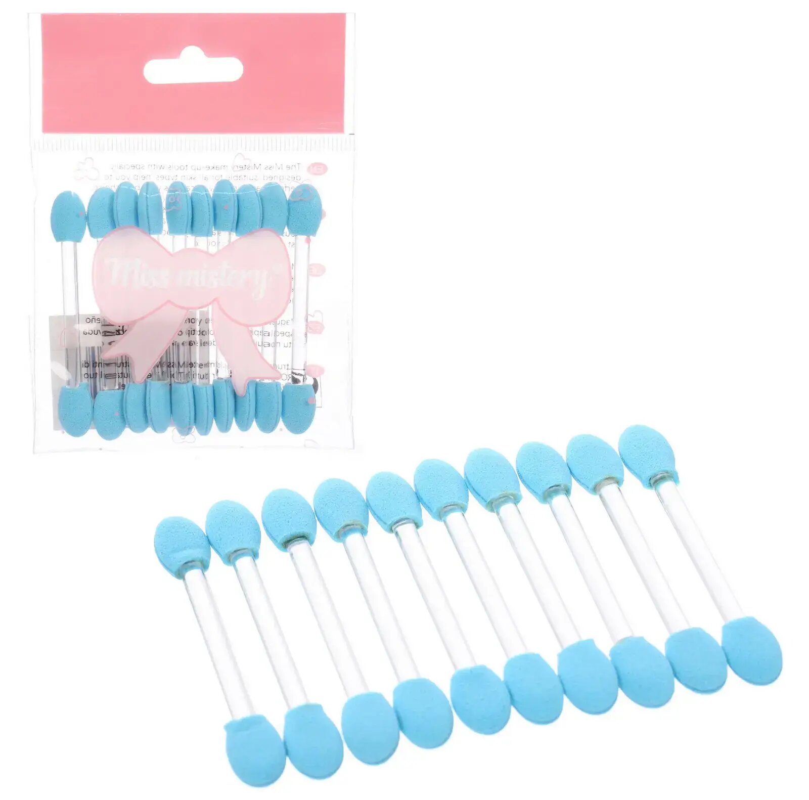 Аппликаторы для макияжа 10шт «эффекто», голубые, 6см, удобные и практичные