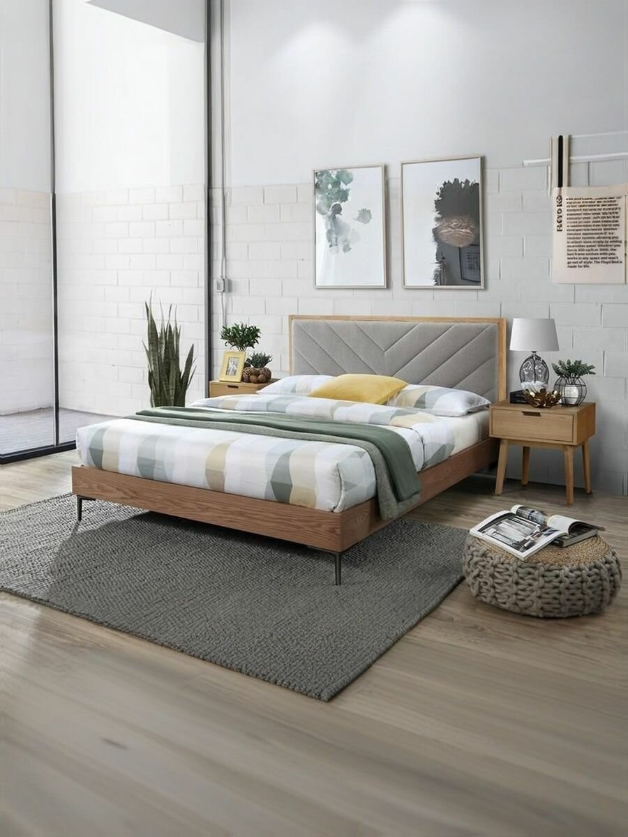 Кровать HALMAR MARGARITA серый/натуральный, 160/200