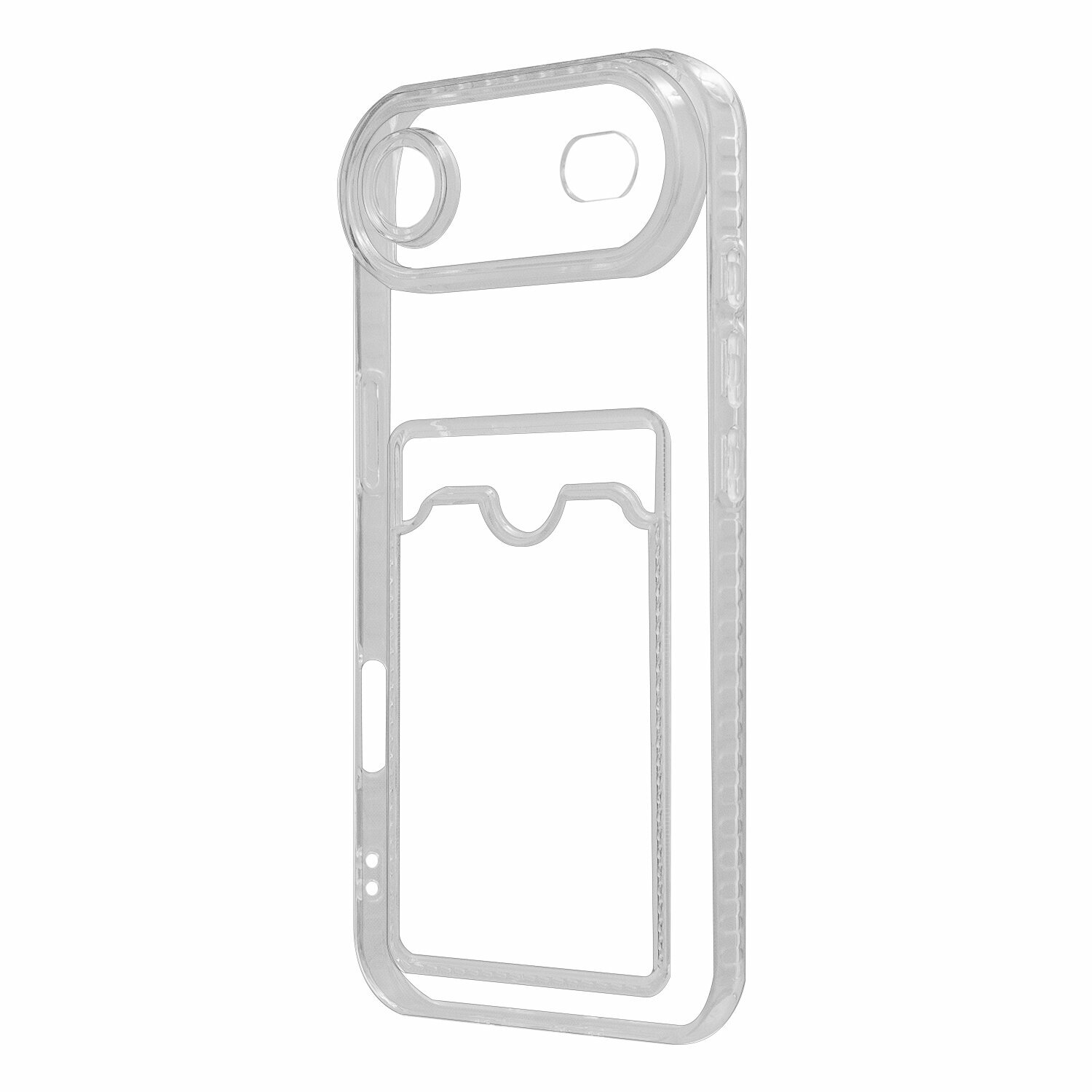 Защитный чехол на Apple iPhone 17 Air с защитой камеры и карманом для карт (кардхолдер), силиконовый, прозрачный