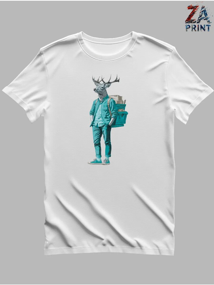 Футболка олень курьер олд мани