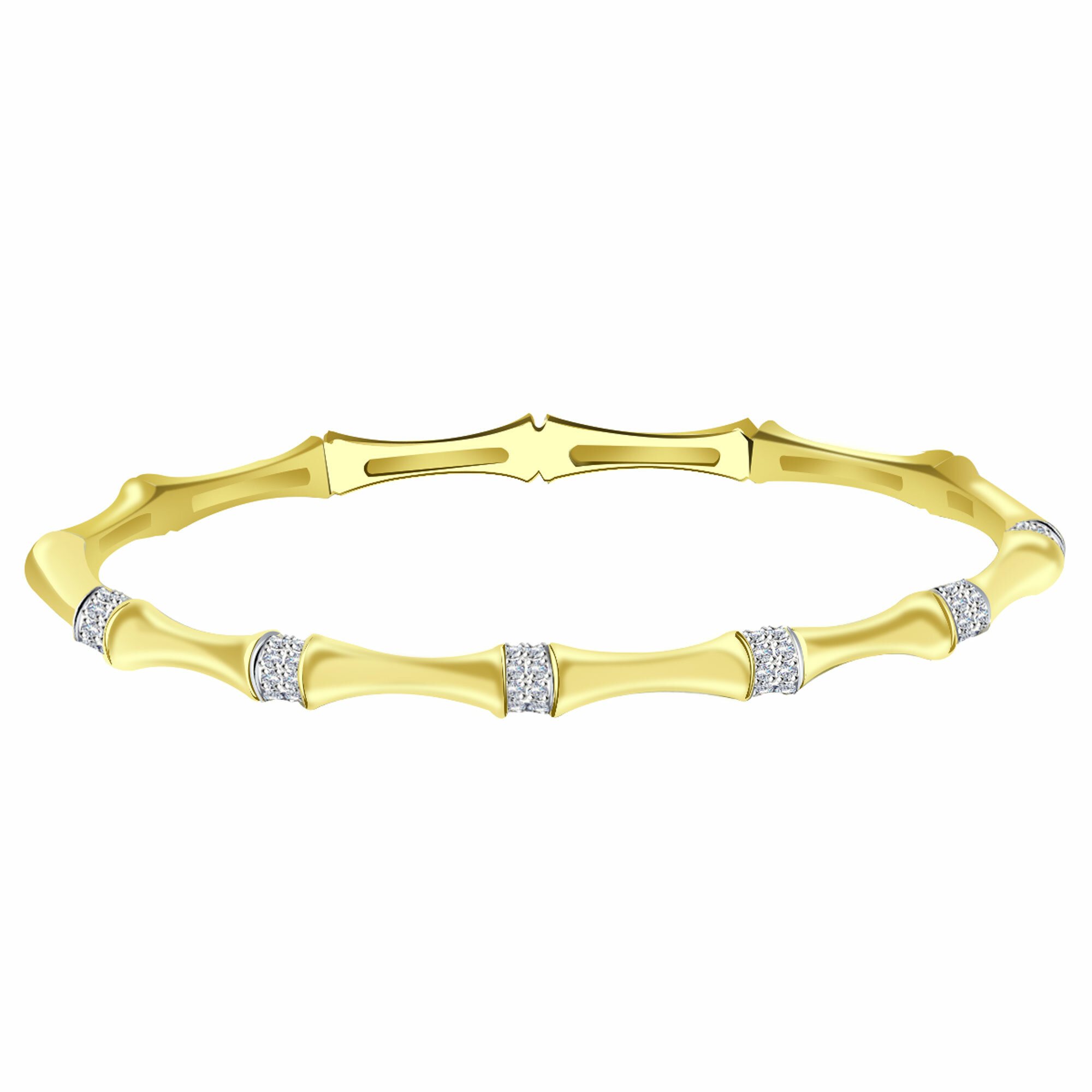 Жесткий браслет, желтое золото, 585 проба, бриллиант