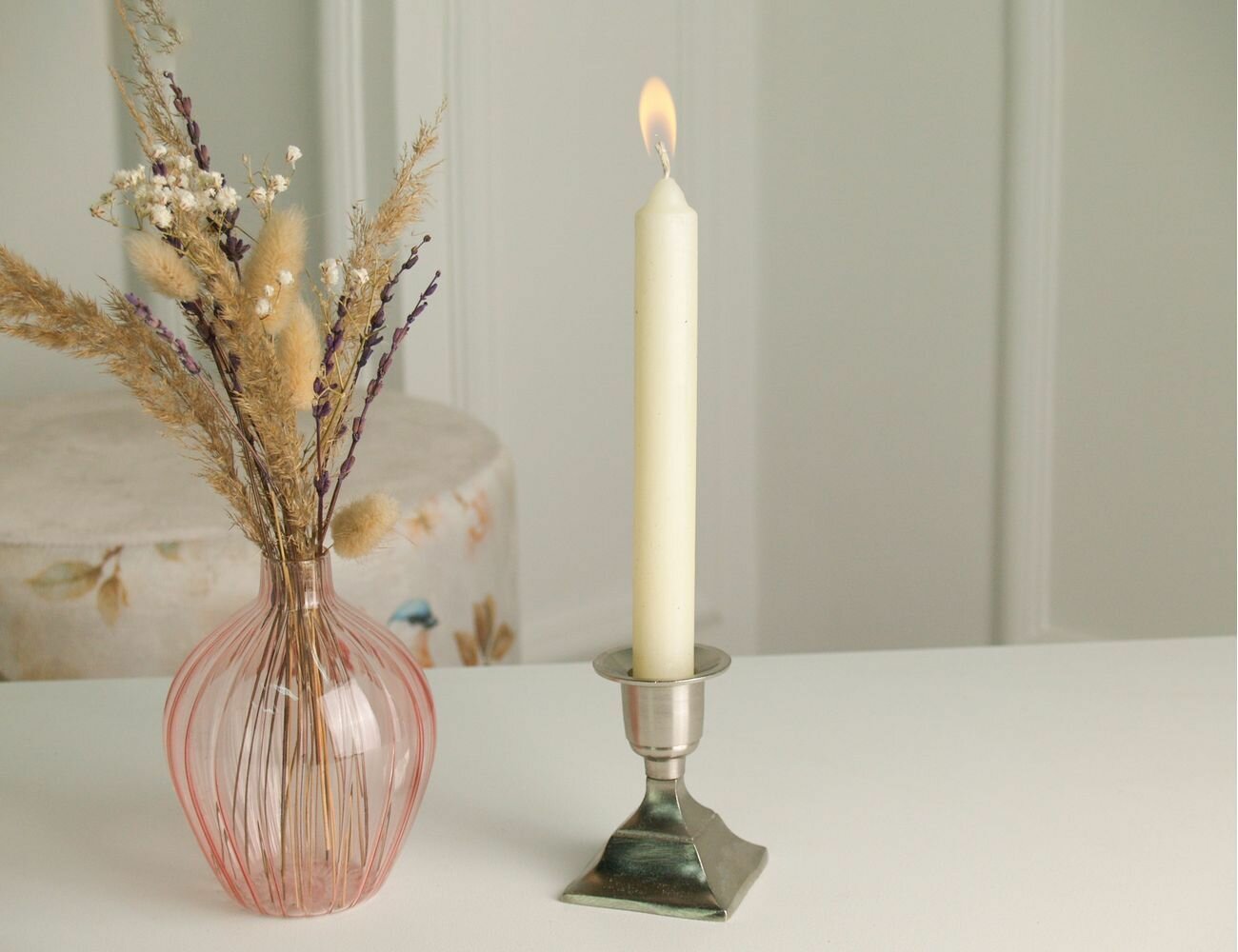 Подсвечник дардженто куадро под 1 свечу, никелированный алюминий, серебряный, 8 см, Koopman International A16000300-1