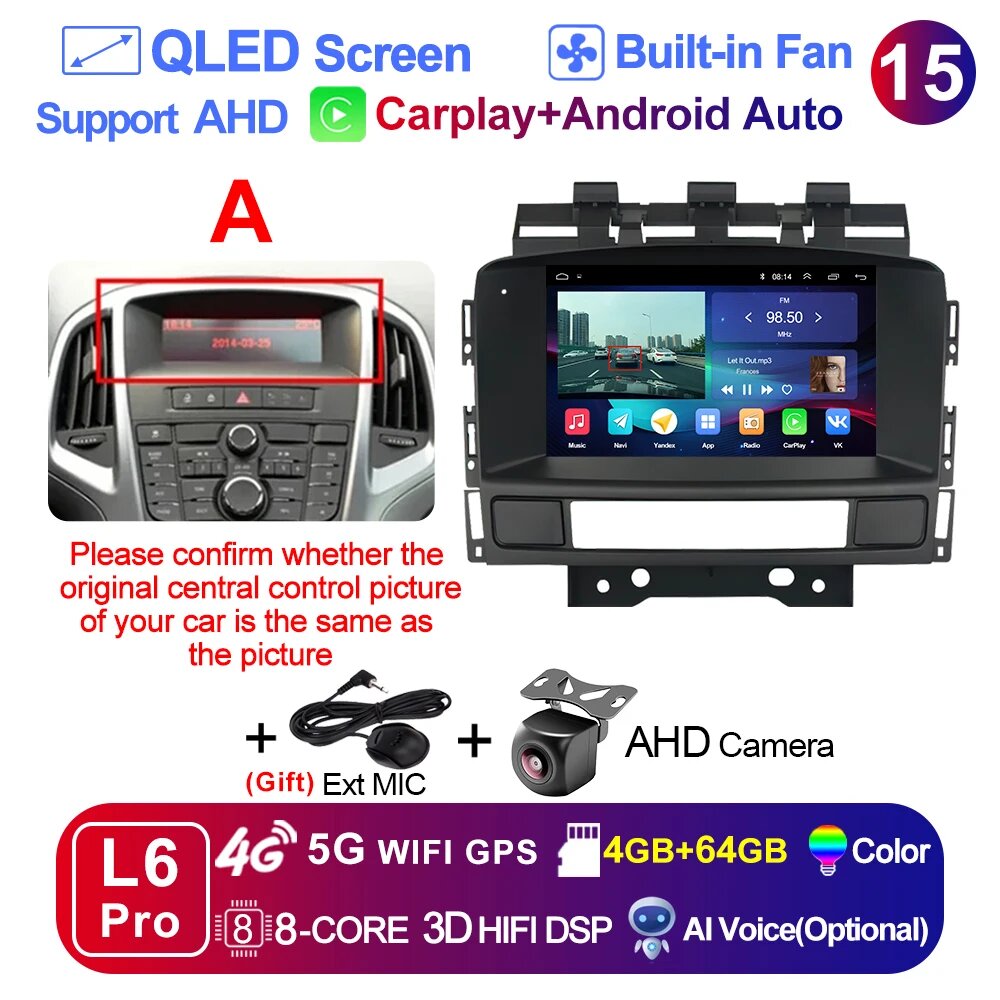 LEHX L6Pro 2Din Android 14 автомобильный радиоприемник мультимедиа для Buick Excelle GT XT Opel Astra J 2010-2013 CD300 CD400 Carplay авторадио gps A-L6 Pro(4-64GB)AHD