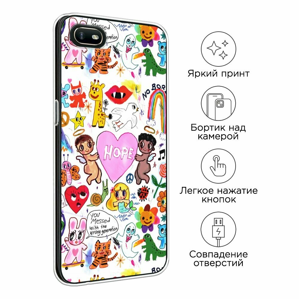 Силиконовый чехол на Oppo A1k / Оппо А1к с принтом "Милые рисунки" — фото 1