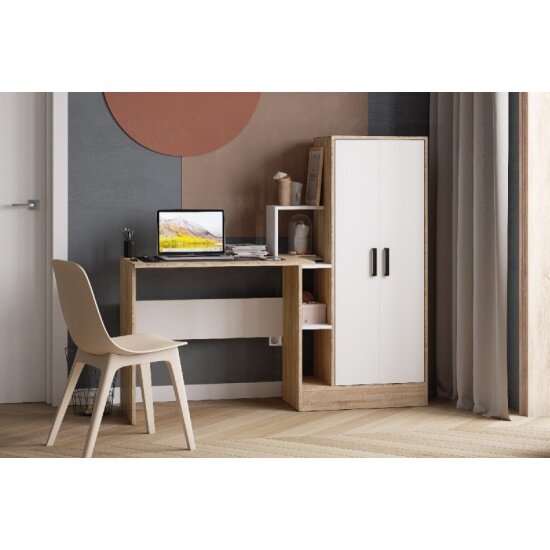 Стол компьютерный Микон СКМ-1 дуб сонома/белый