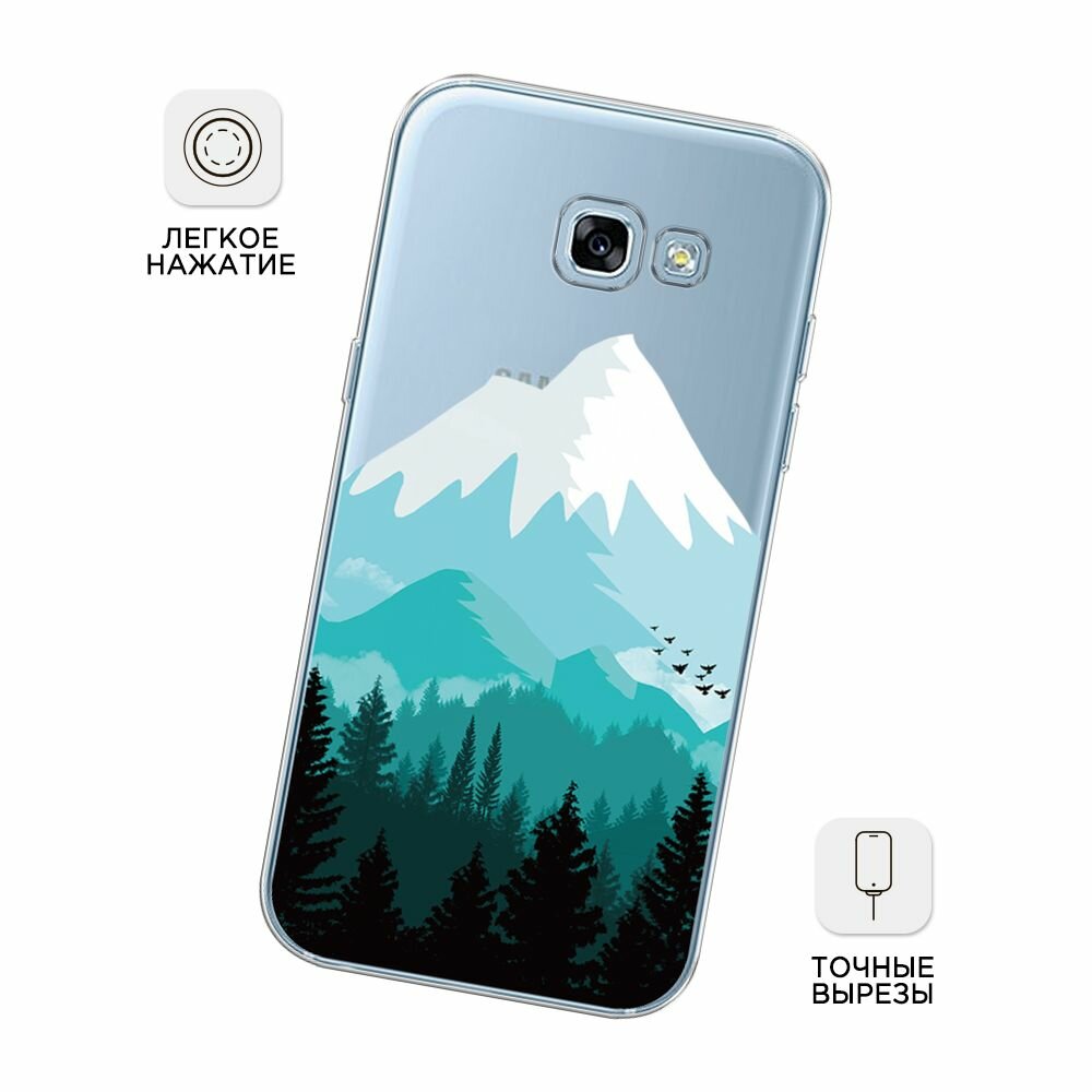 Чехол на Samsung Galaxy A5 2017 / Самсунг Галакси А5 2017 с принтом "Синяя снежная гора", прозрачный — фото 1