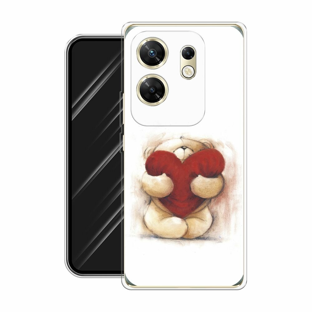 Чехол на Infinix Zero 30 4G / Инфиникс Зеро 30 4G с принтом "Мишка с сердцем 1" — фото 1