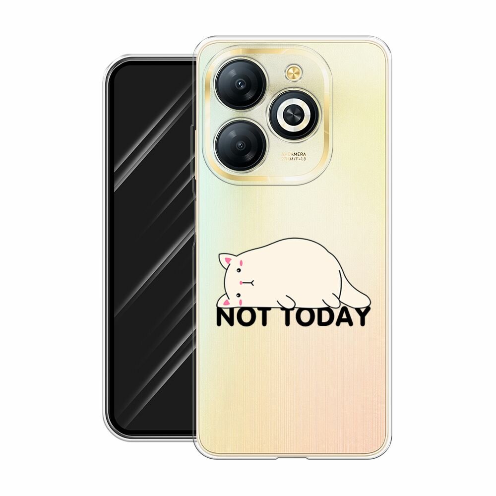 Чехол на Infinix Smart 8 Plus / Инфиникс Смарт 8 Плюс с принтом "Cat not today", прозрачный — фото 1