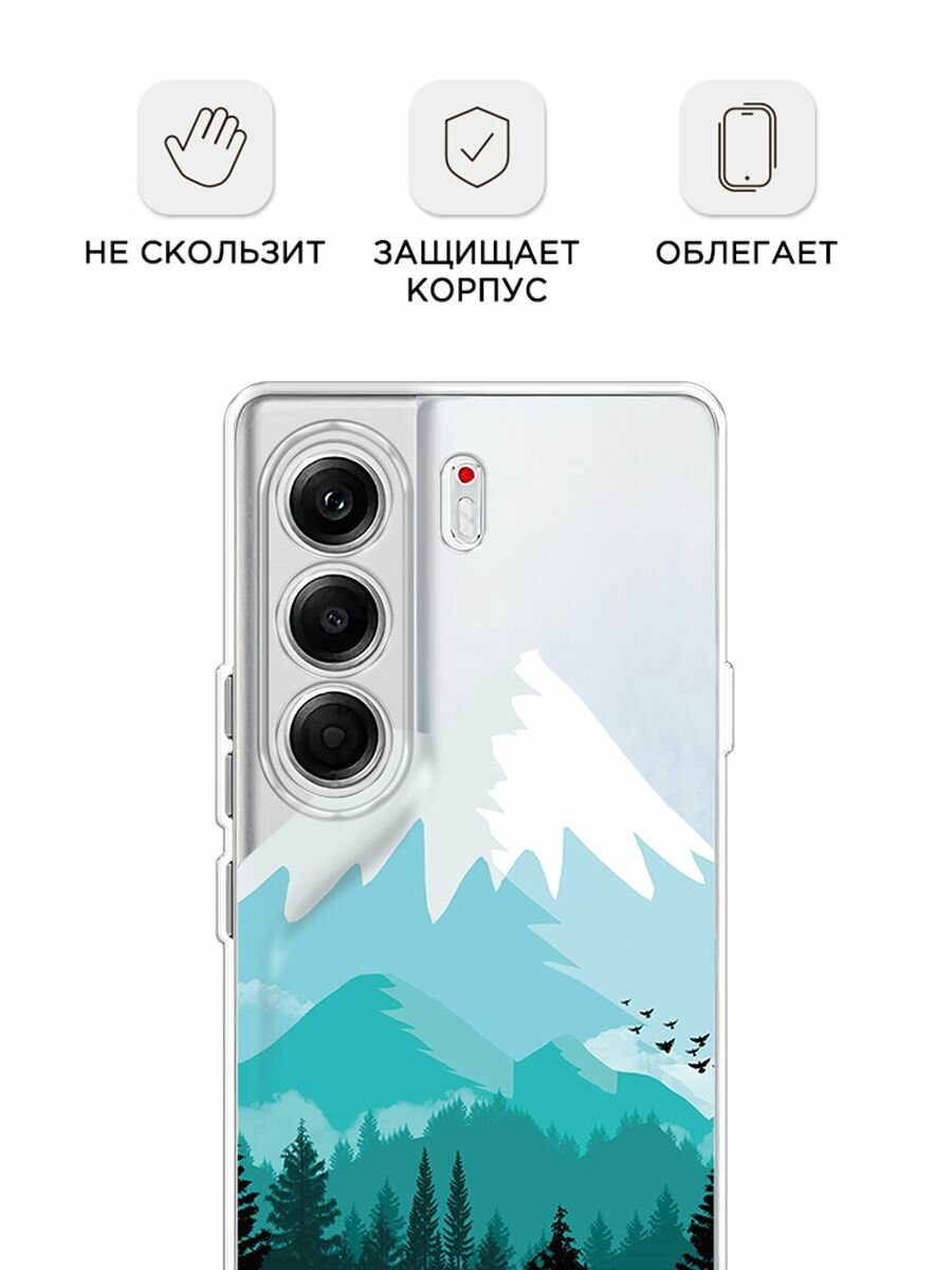 Чехол на Tecno Camon 40 Pro / Текно Камон 40 Про с принтом "Синяя снежная гора", прозрачный — фото 1