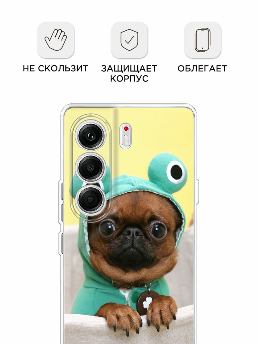 Чехол на Tecno Camon 40 Pro / Текно Камон 40 Про с принтом "Собачка в шапке лягушки" — фото 1