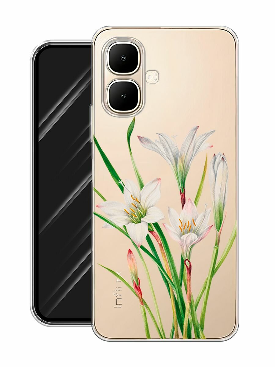 Чехол на Infinix Smart 10 / Инфиникс Смарт 10 с принтом "White lily", прозрачный — фото 1
