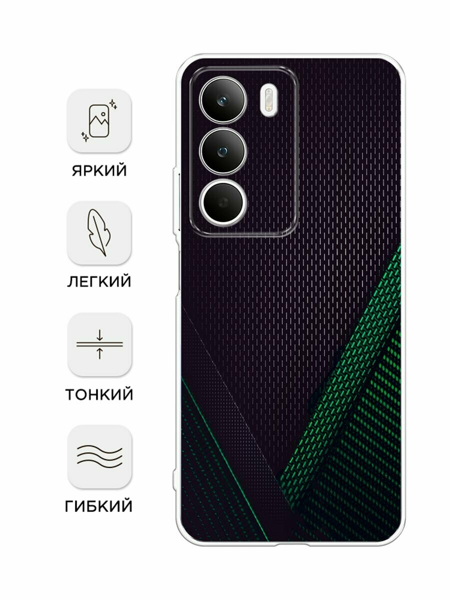 Силиконовый чехол на Realme C71/P3 Lite 4G / Реалми С71/P3 Лайт 4G с принтом "Зеленый карбон" — фото 1
