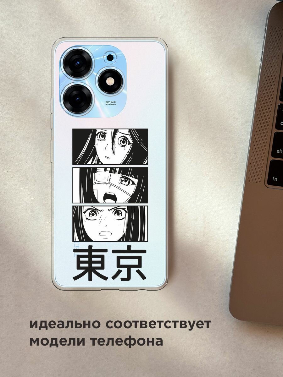 Чехол на Tecno Spark 10 Pro / Текно Спарк 10 Про с принтом "Tokyo girls", прозрачный — фото 1