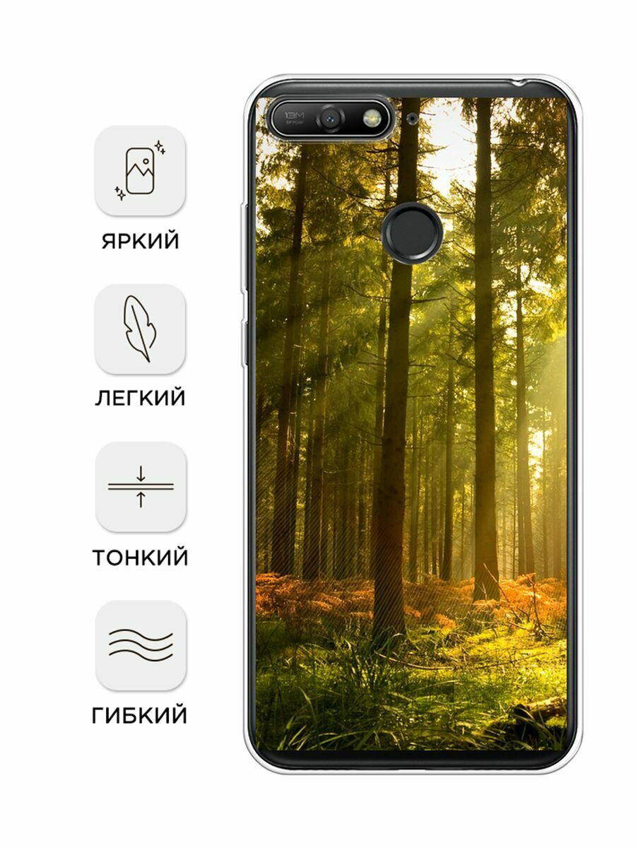 Чехол на Honor 7C/7A Pro/Huawei Y6 Prime 2018 / Хонор 7С/7А Про/Хуавей Y6 Prime 2018 с принтом "Лес 7" — фото 1