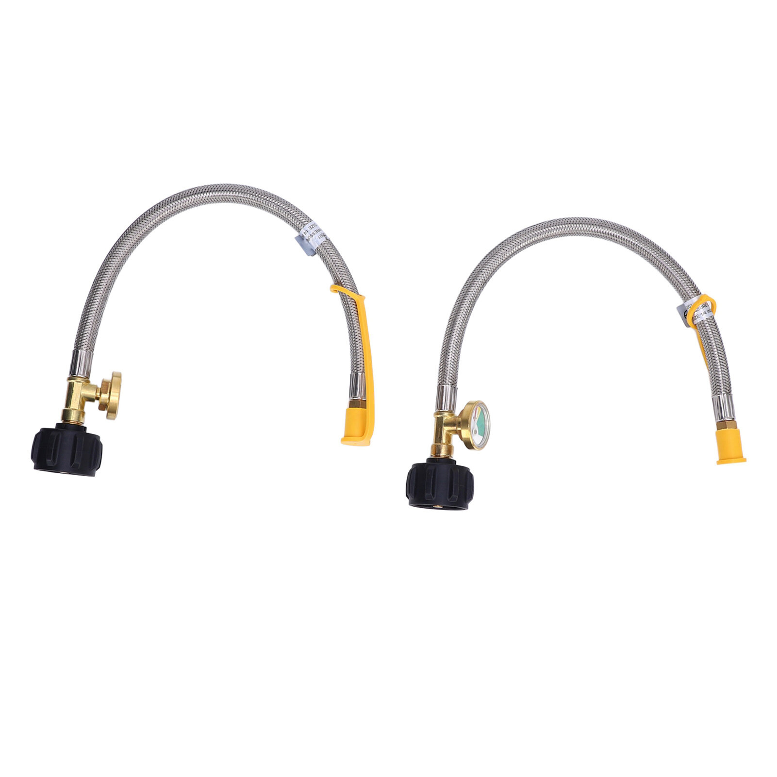 2 шт. 15-дюймовых газовых шланга для автодомов с резьбой 1/4 дюйма NPT, давление 40 фунтов (250 PSI), шланг из нержавеющей стали с манометром для стандартного двухступенчатого регулятора.