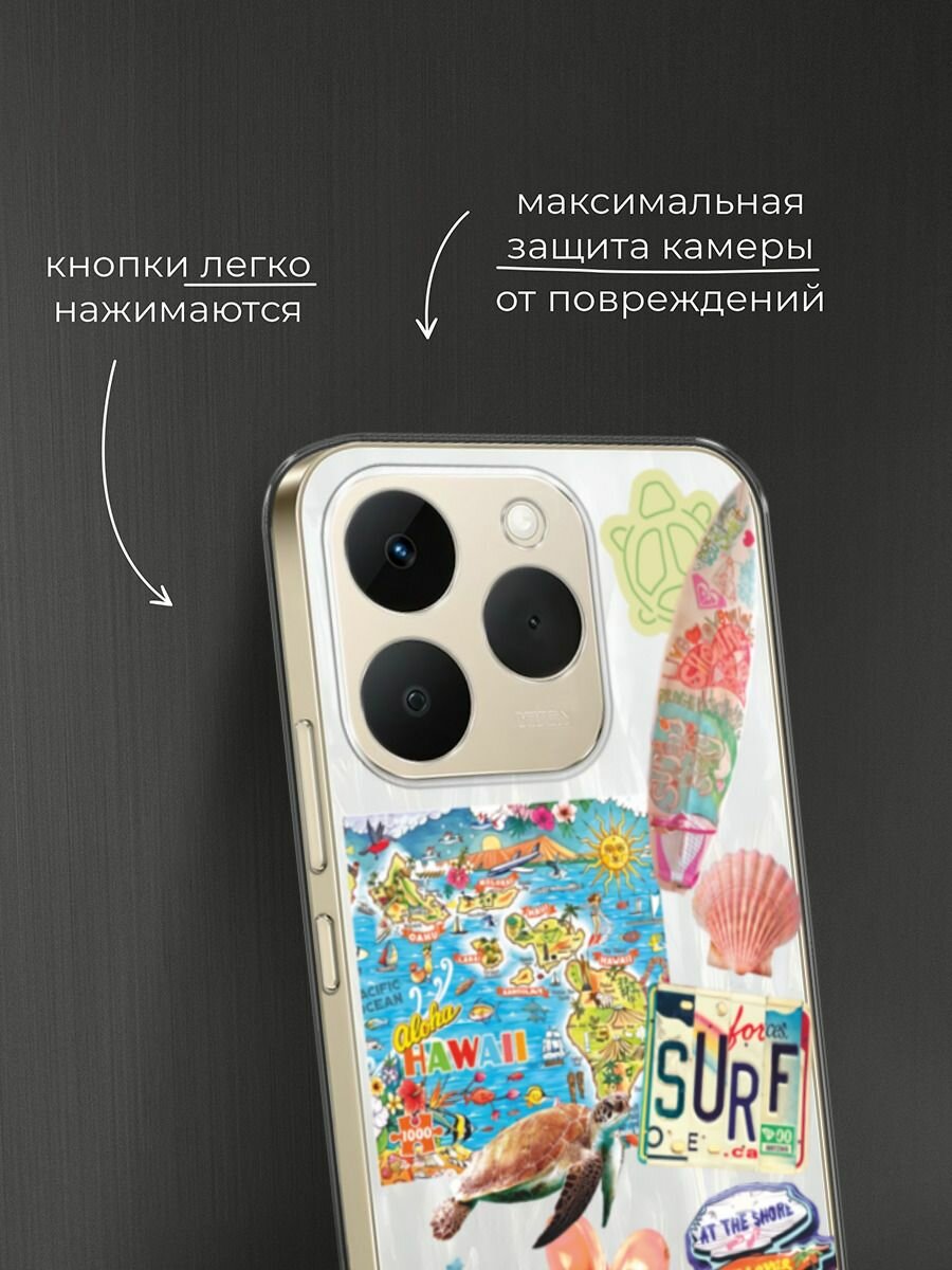 Чехол на Realme 15T / Реалми 15Т с принтом "Summer collage", прозрачный — фото 1
