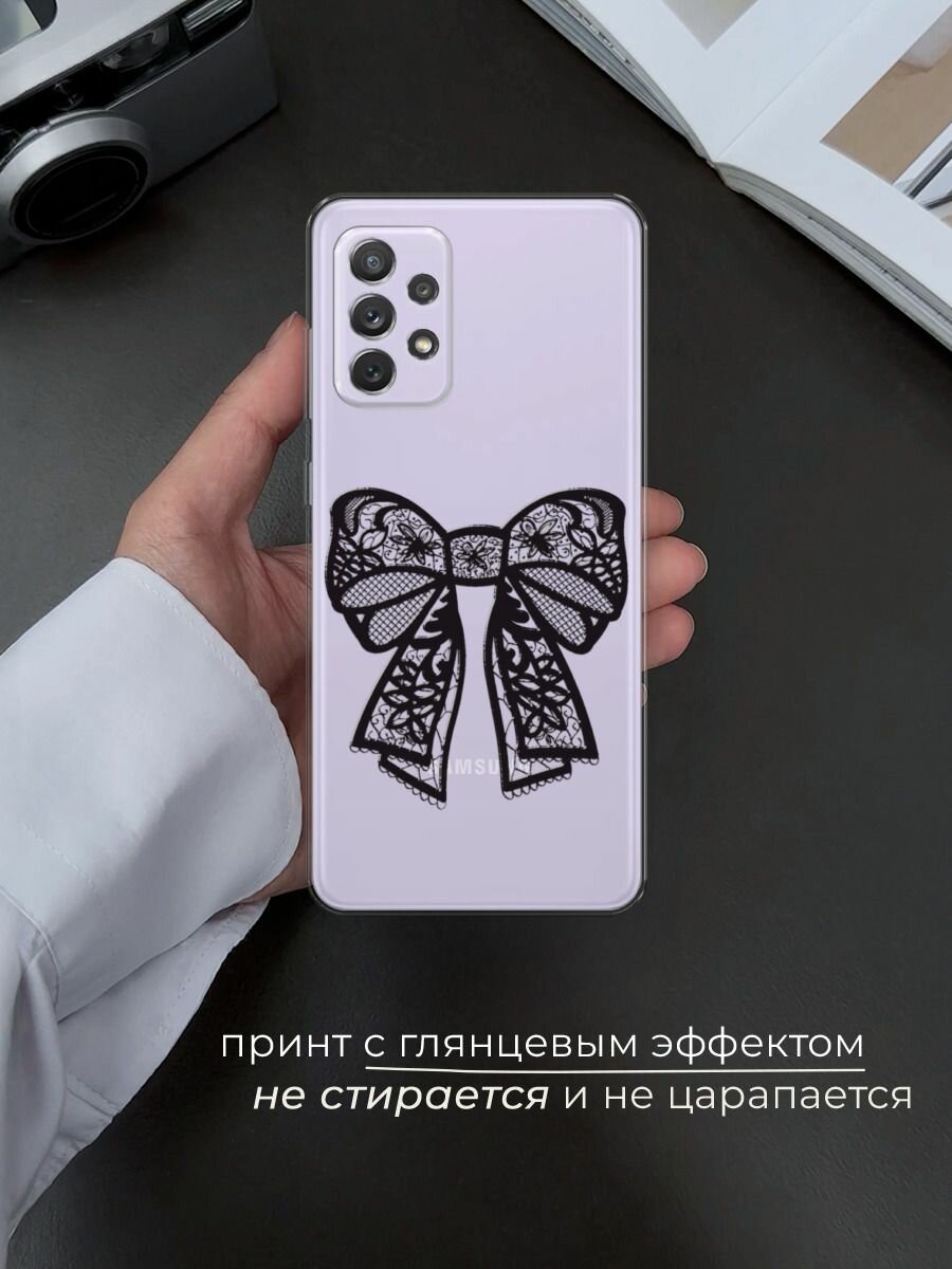 Чехол на Samsung Galaxy A73 / Самсунг Галакси А73 с принтом "Черный сетчатый бант 2" — фото 1